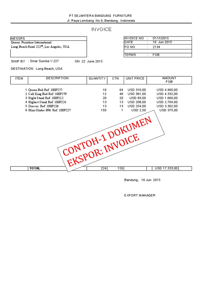 Contoh Dokument Ekspor Bandung PDF | PDF | Cargo | Consumer Goods