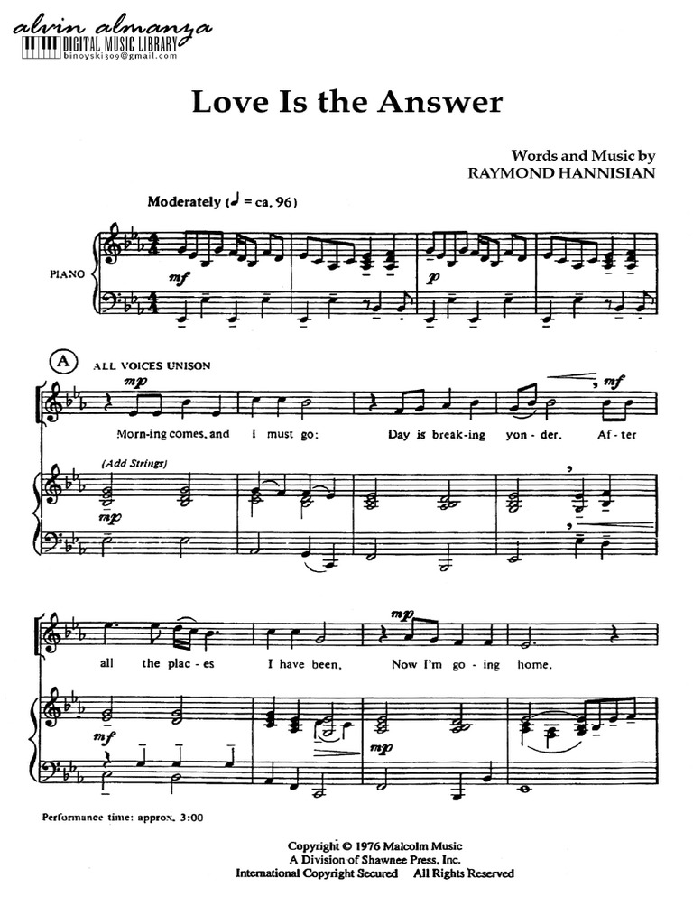 LOVE IS THE ANSWER - SATB - Raymond Hannisian | PDF