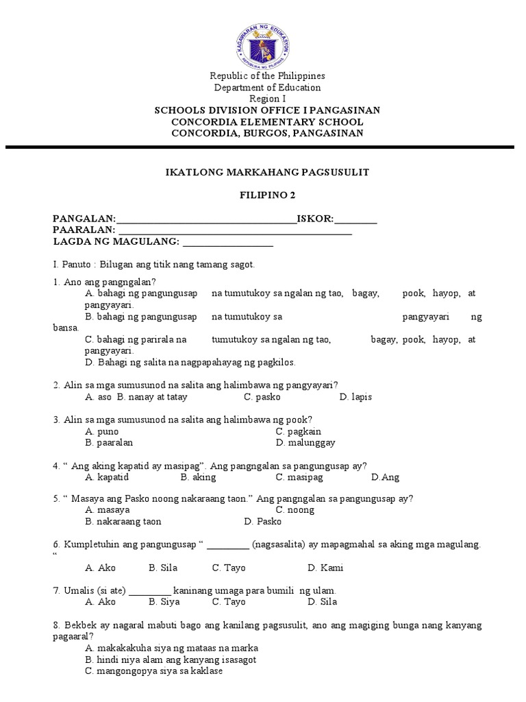 Grade 2 - Filipino (For Pupils) | PDF