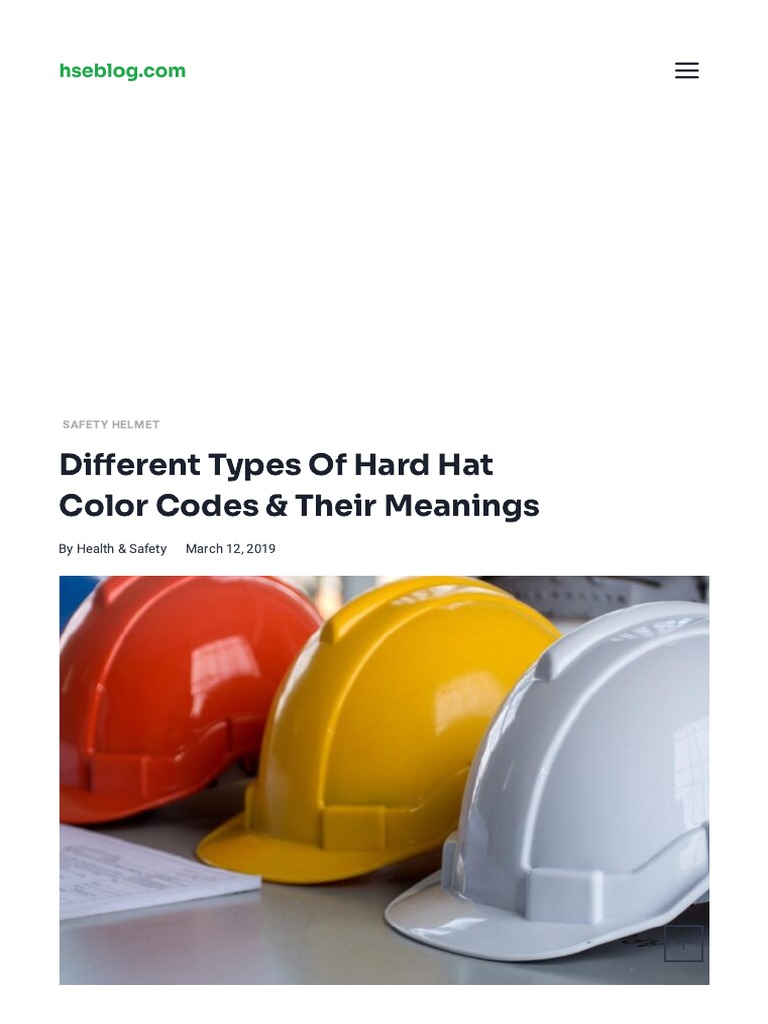 Different Types of Hard Hat Color Codes & Their Meanings | PDF | Hat ...