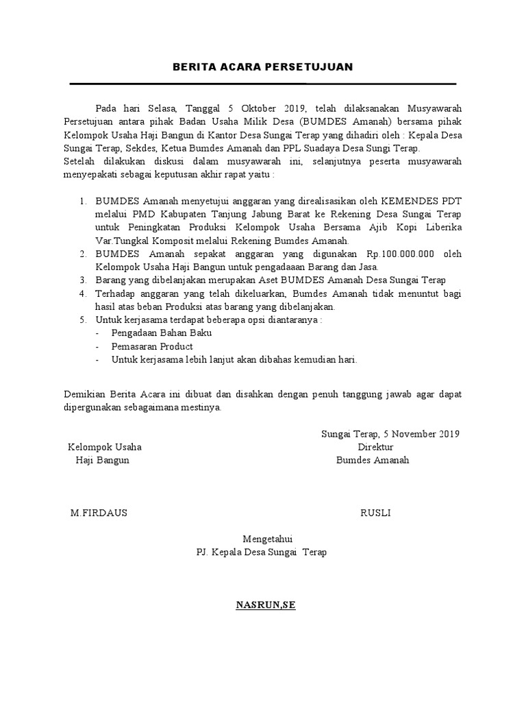 Berita Acara Rapata Wks | PDF