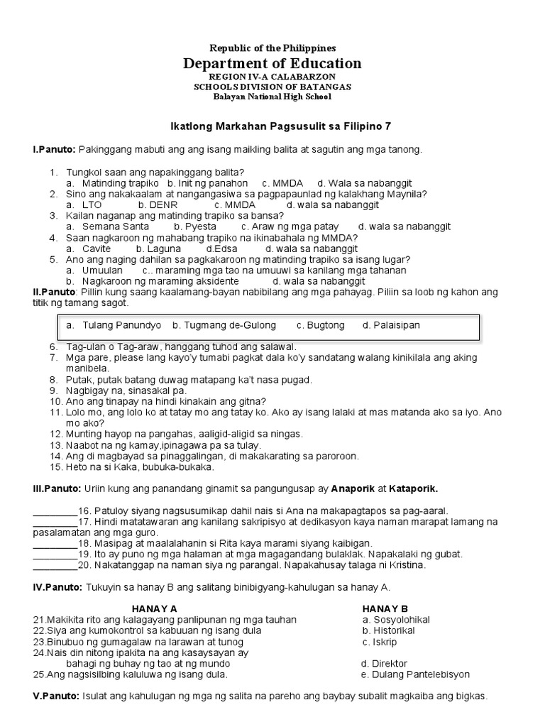 3rd Quarter Periodical Exam Edited | PDF