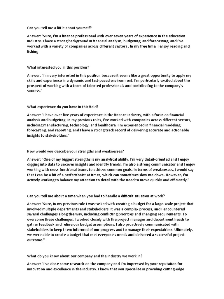 Can You Tell Me A Little About Yourself | PDF