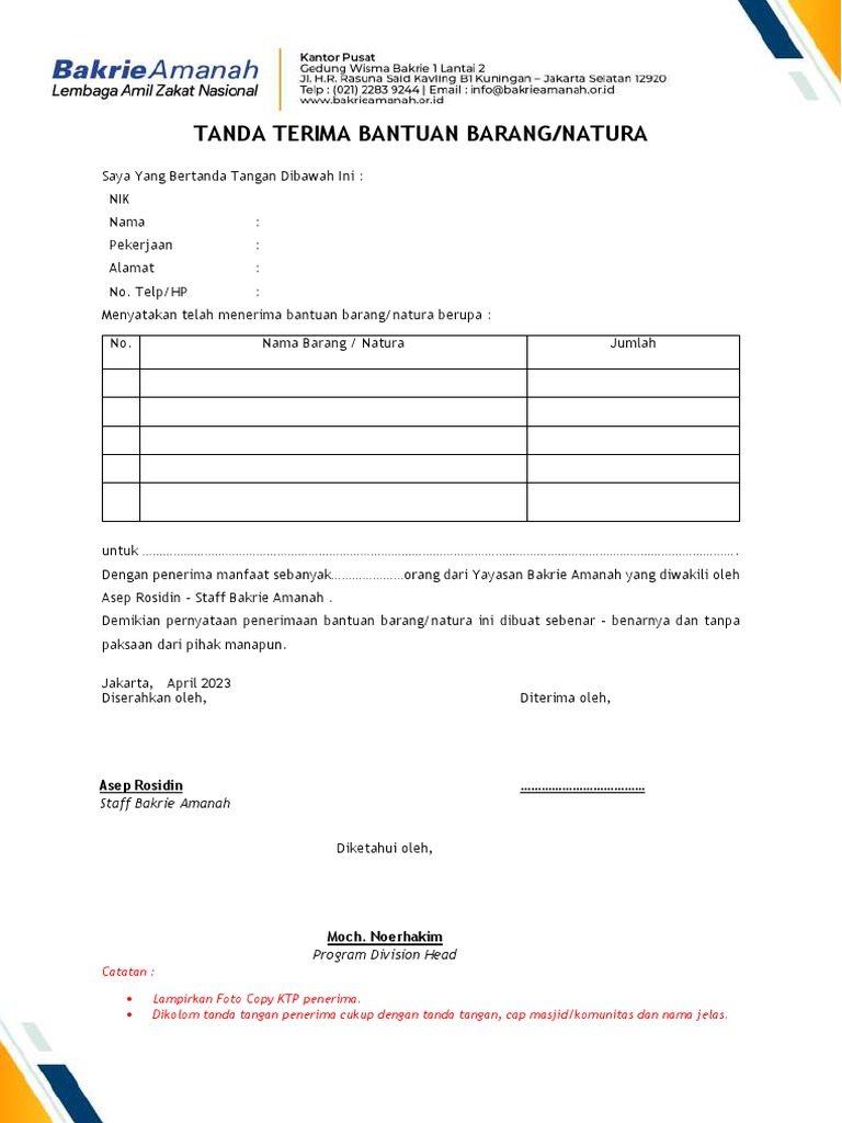 Tanda Terima Barang | PDF