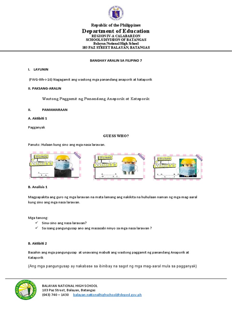 Banghay-Aralin-COT-1 | PDF Banghay-Aralin-COT-1 | PDF