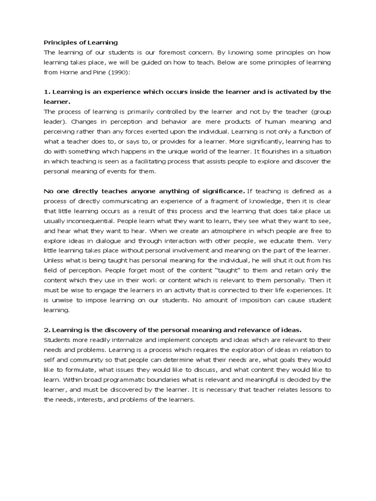 Principles of Learning | PDF | Learning | Experience
