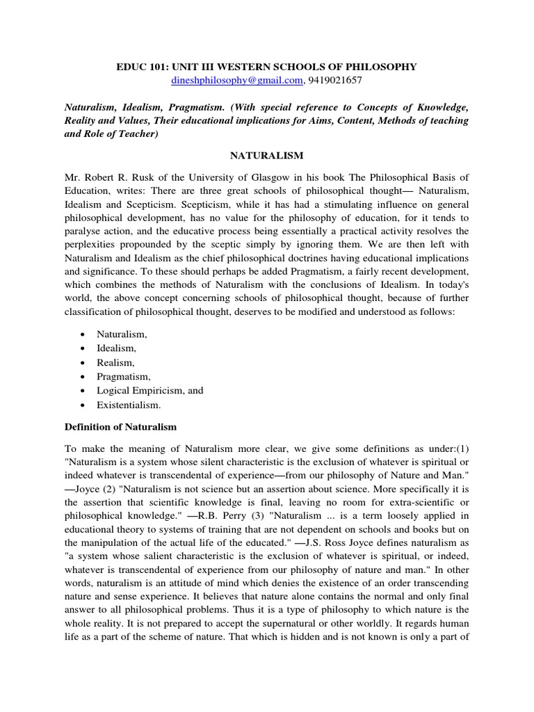 Naturalism in Western Philosophy | PDF | Philosophy