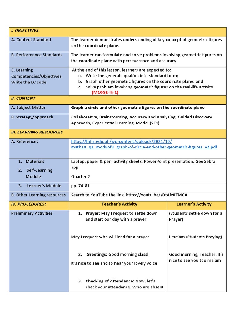 Graphing Geometric Figures Lesson Plan | PDF