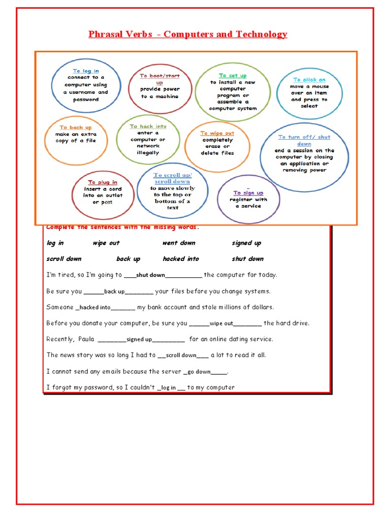 Phrasal Verbs - Computers and Technology | PDF Phrasal Verbs - Computers and Technology | PDF