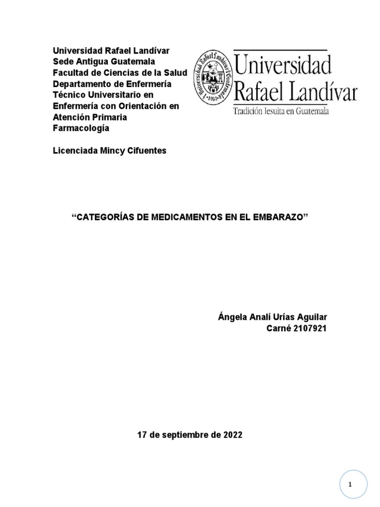 Medicamentos y Embarazo: Categorías | PDF | El embarazo | Medicamentos con receta