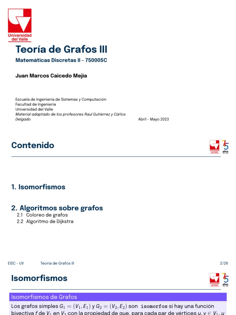 Teoría de Grafos III | PDF | Teoría de grafos | Relaciones matematicas