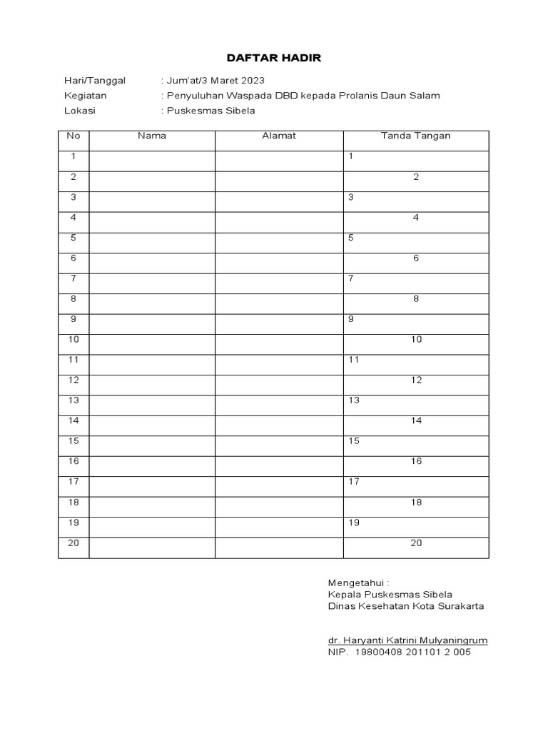 Daftar Hadir | PDF