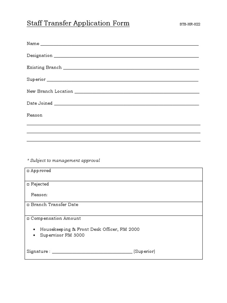 STS-HR-022 Staff Transfer Application Form | PDF