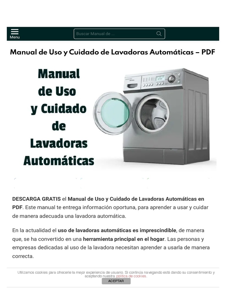 Manual de Uso y Cuidado de Lavadoras Automáticas - PDF ? | PDF