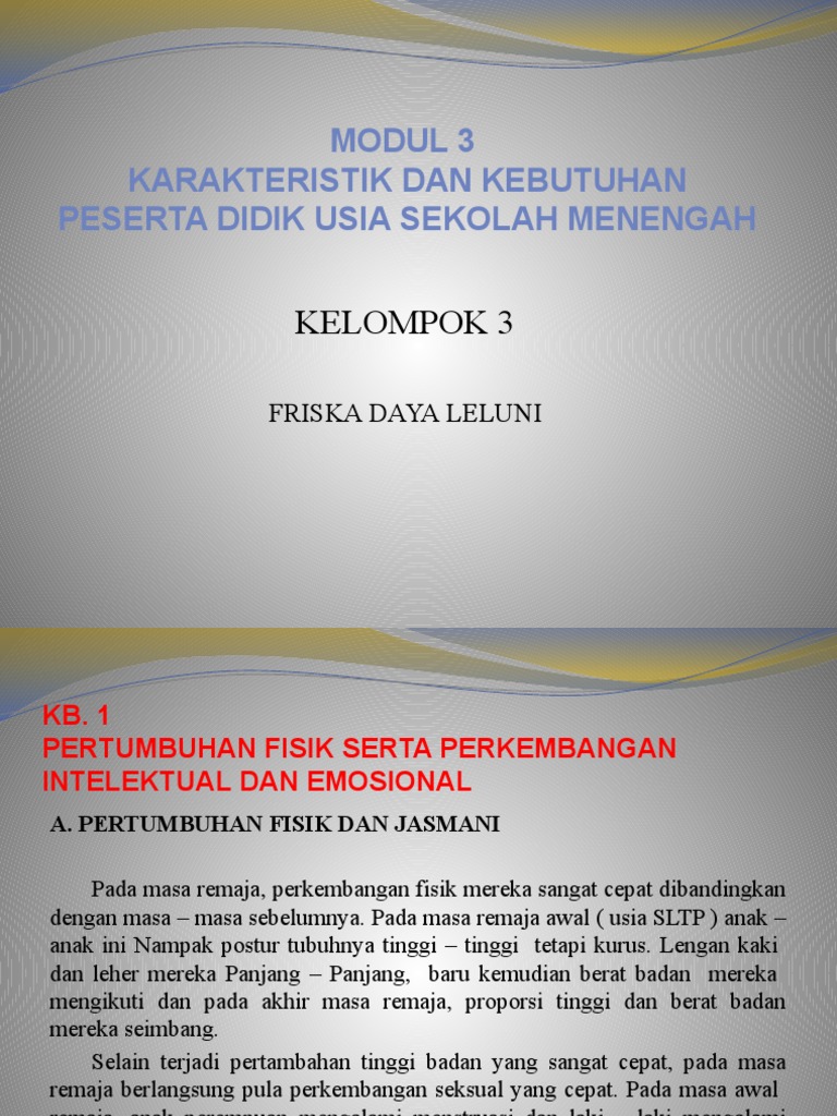 Modul 3 Kelompok 3 Perkembangan Peserta Didik | PDF