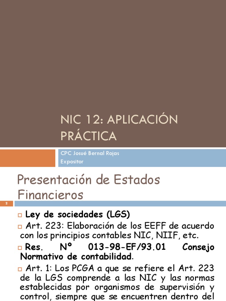 Aplicación Práctica de La NIC 12 CCPL 2020 (Parte I) PDF | PDF