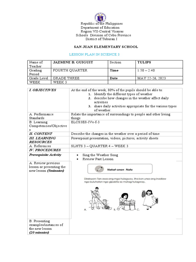 Science 3 - Q4 - W2 | PDF | Teachers | Learning