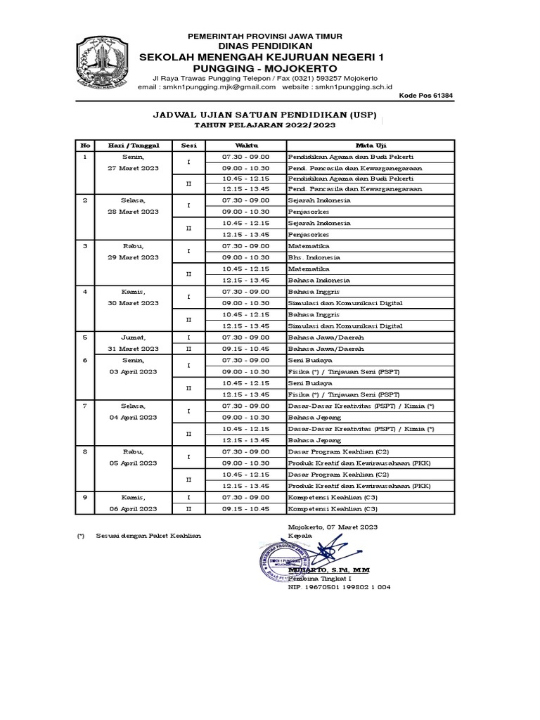 Jadwal USP 2023 OK | PDF