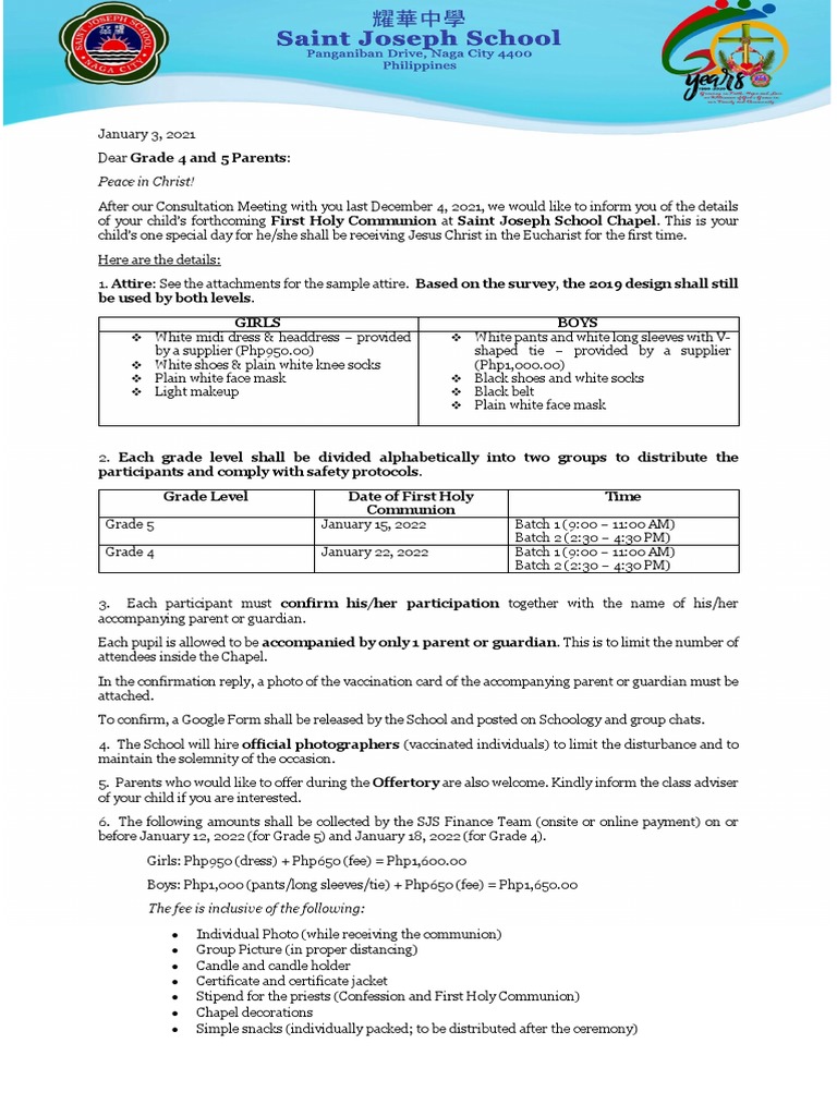 First Holy Communion Final Letter | PDF | Eucharist | Sacraments