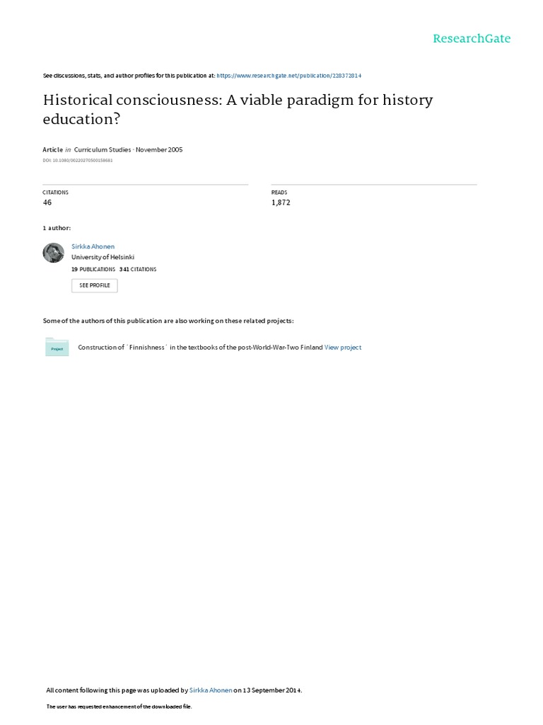 Historical Consciousness A Viable Paradigm For His | PDF