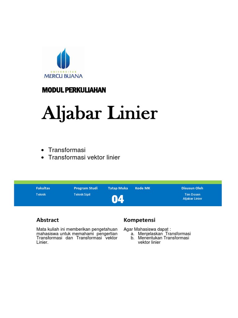 Transformasi Linier Teknik Sipil | PDF