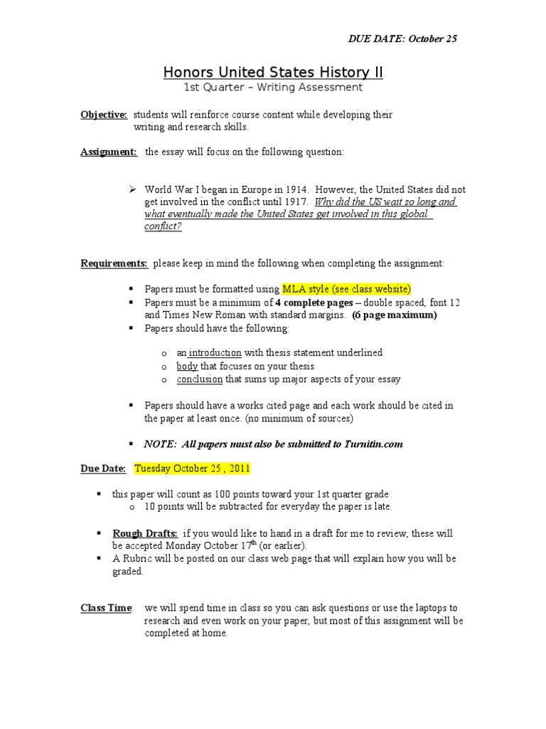 WW I Research Paper | PDF