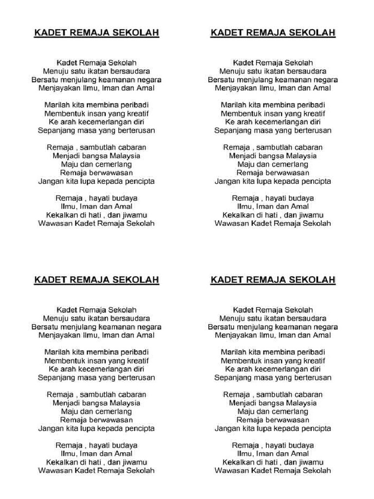 Lembaran Lirik Lagu Tkrs | PDF