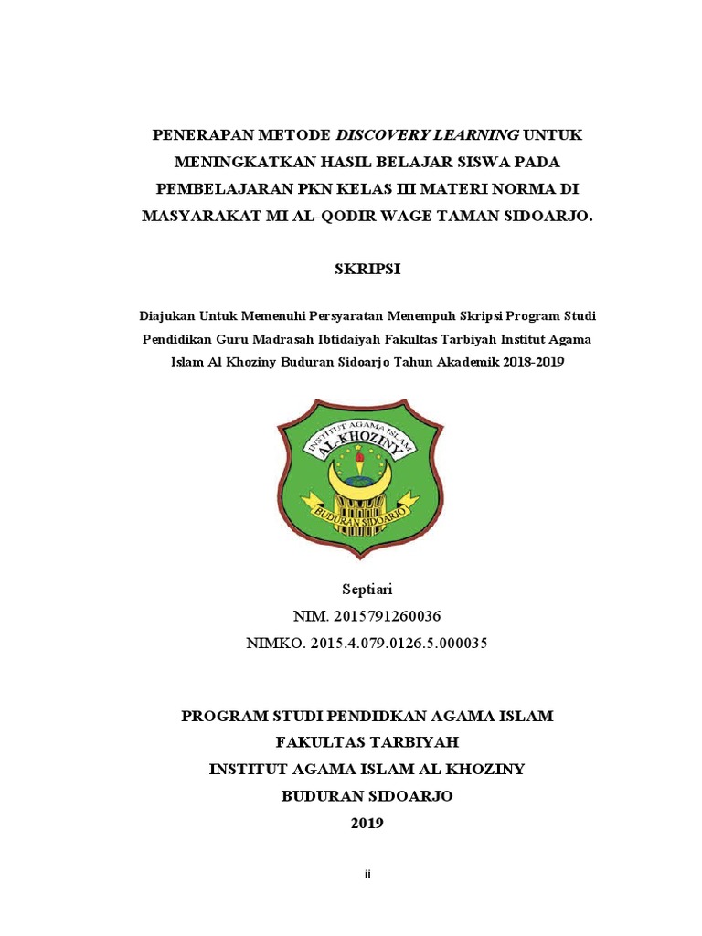 Sampul Dalam Dan Lembar Pengesahan | PDF