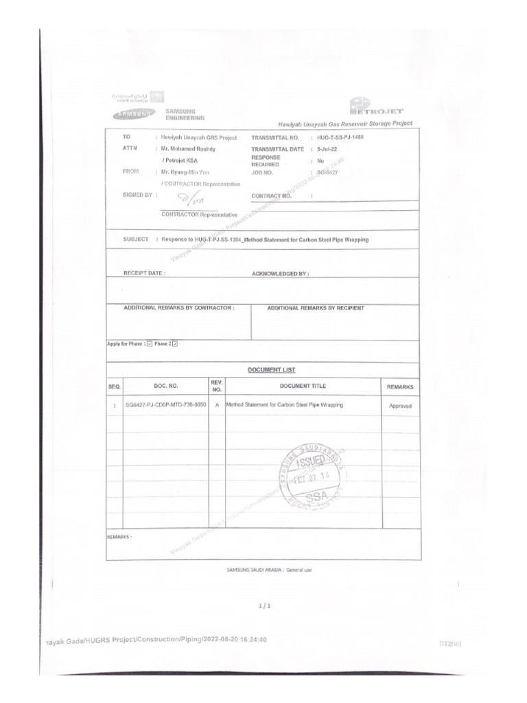 JSA #67 Carbon Steel Pipe Wrapping | PDF