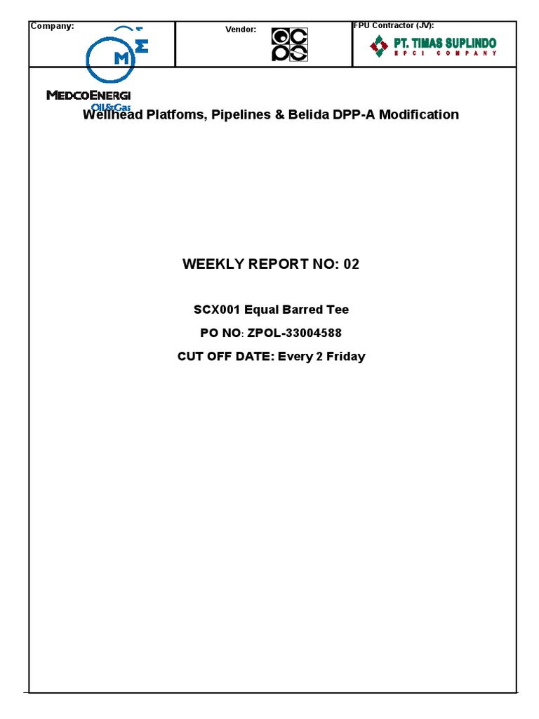 Vendor Progress Report Template (Weekly and Montly) - REV.1 - CO 0485 | PDF