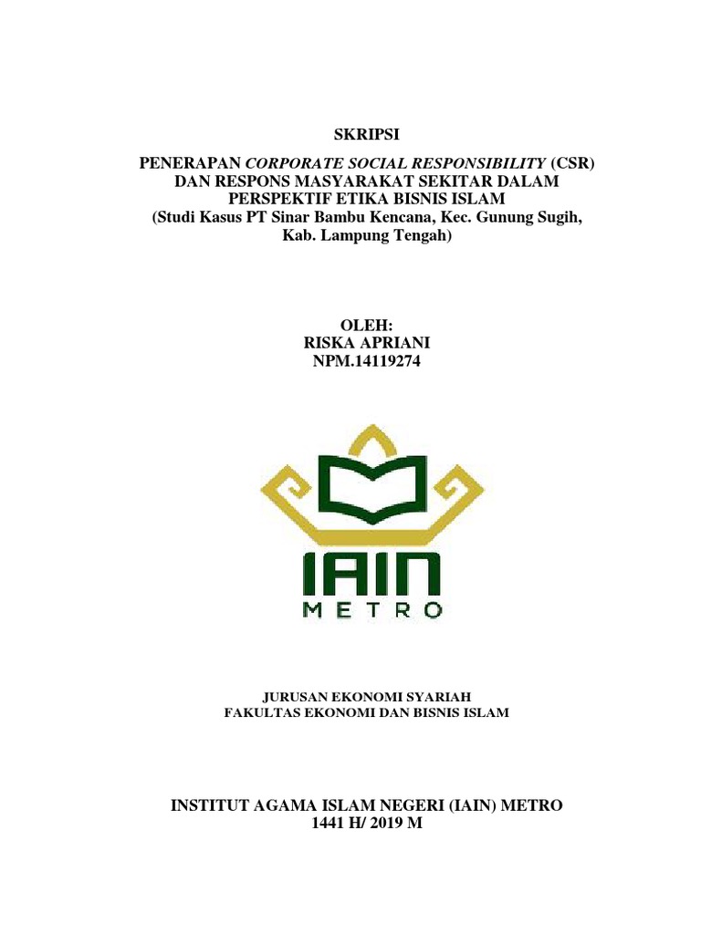 Skripsi Riska Apriani - Perpustakaan Iain Metro | PDF