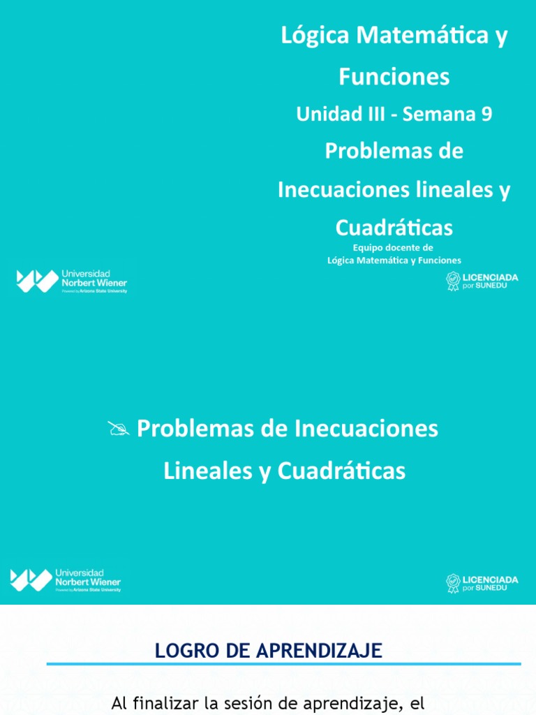Semana 9-ASU. Problema de Inecuaciones Lineales y Cuadraticas | PDF