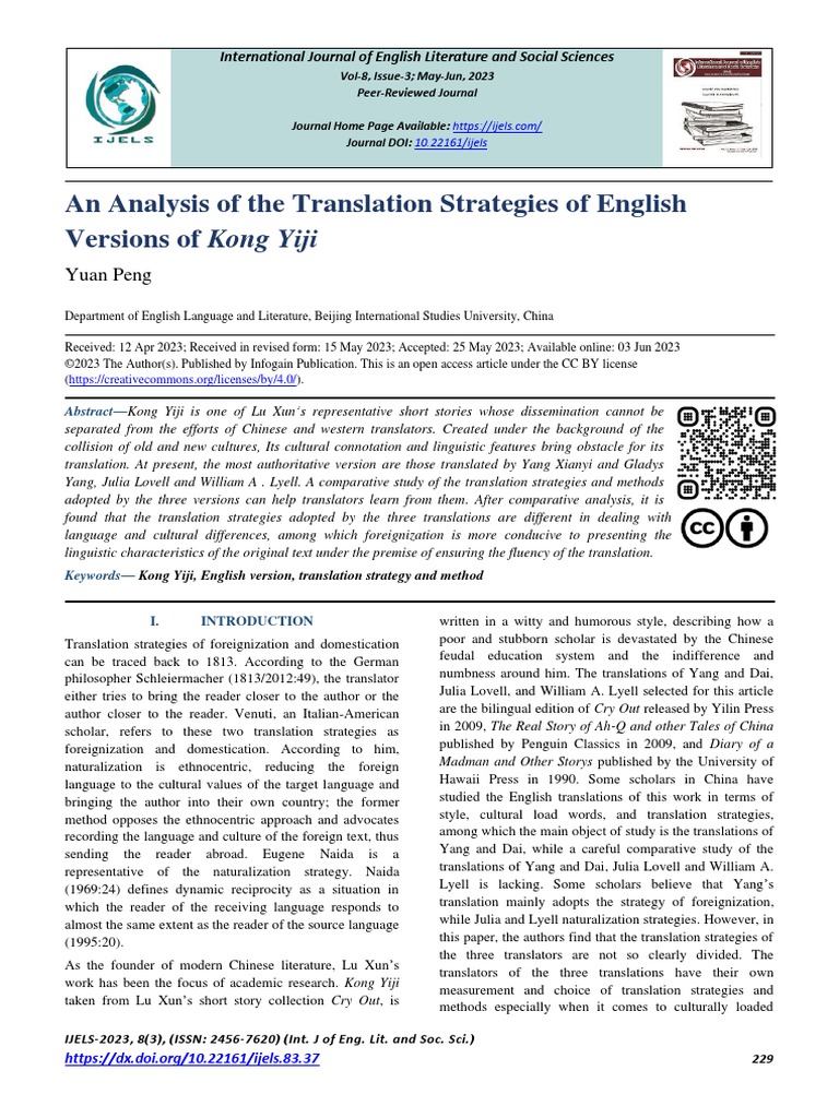 An Analysis of The Translation Strategies of English Versions of Kong ...