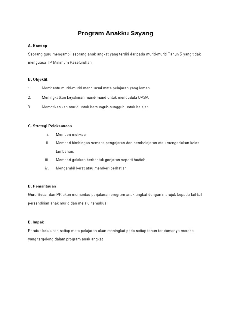 Program Anakku Sayang | PDF