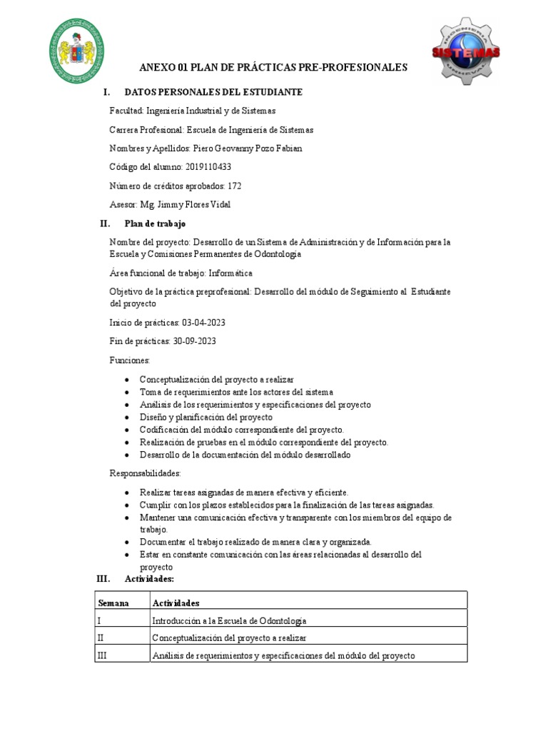 Plan de Practicas | PDF | Planificación | Diseño