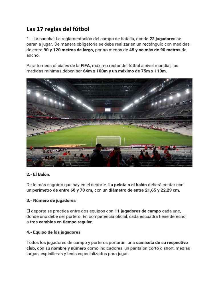 Las 17 Reglas Del Fútbol | PDF | Deportes | Asociación de Futbol