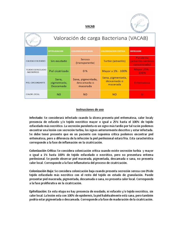 Escala VACAB, SANELIAN Y WAGNER | PDF | Cicatrización de la herida ...