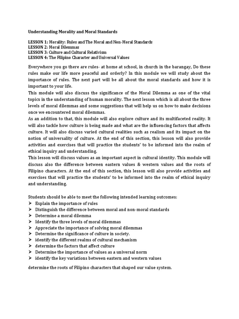 Understanding Morality and Moral Standards 1 | PDF | Science & Mathematics