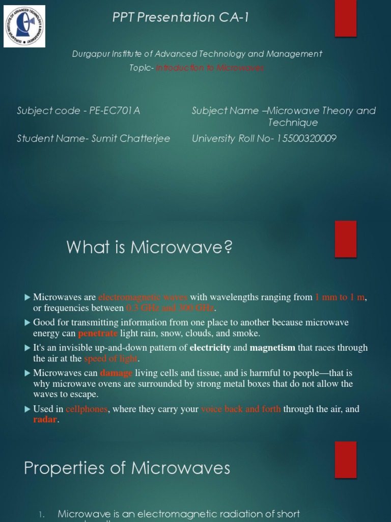 Presentation CA-1 | PDF | Microwave | Radio Spectrum