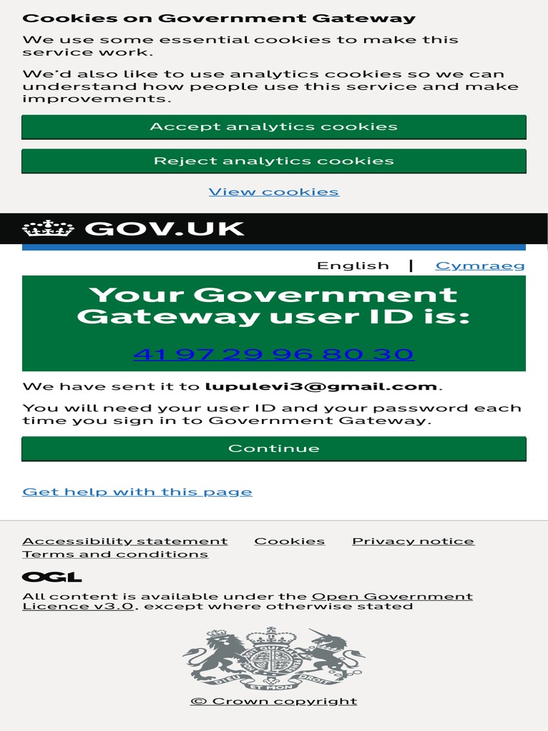 Your Government Gateway User ID Is - GOV - Uk | PDF