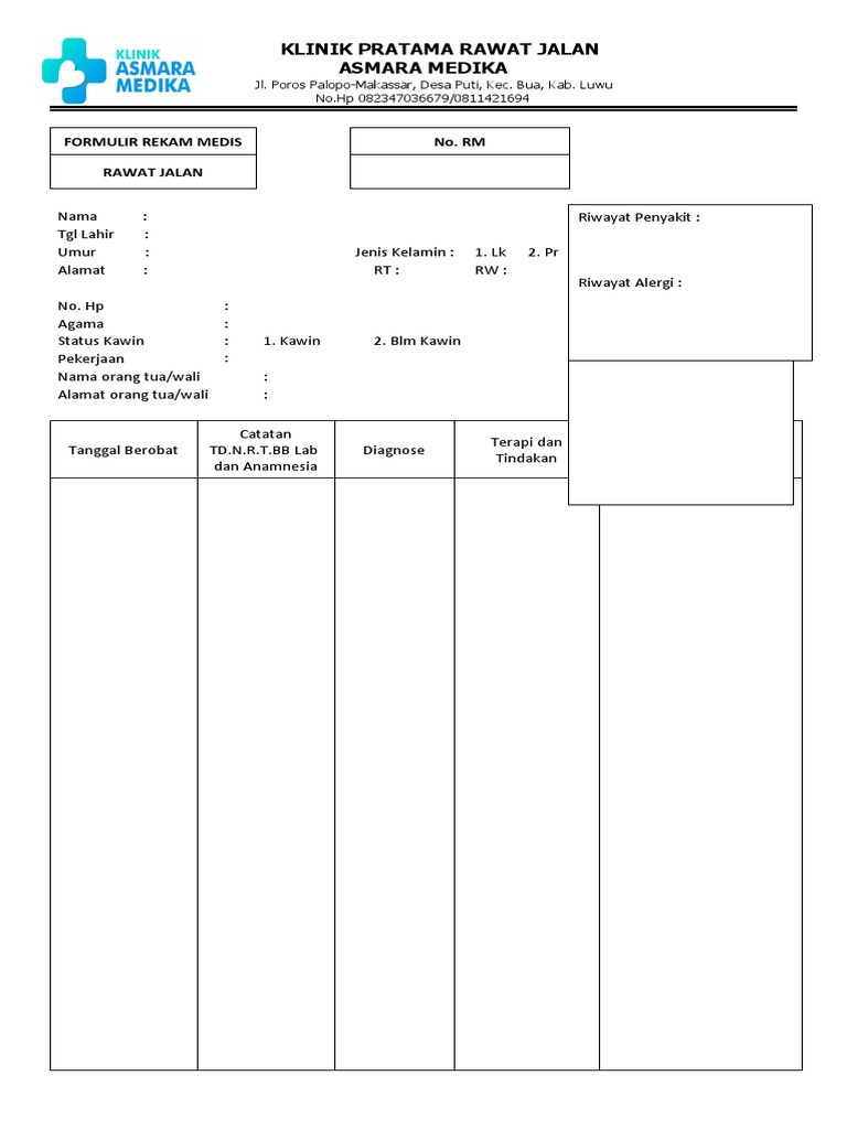 Formulir Rekam Medis | PDF