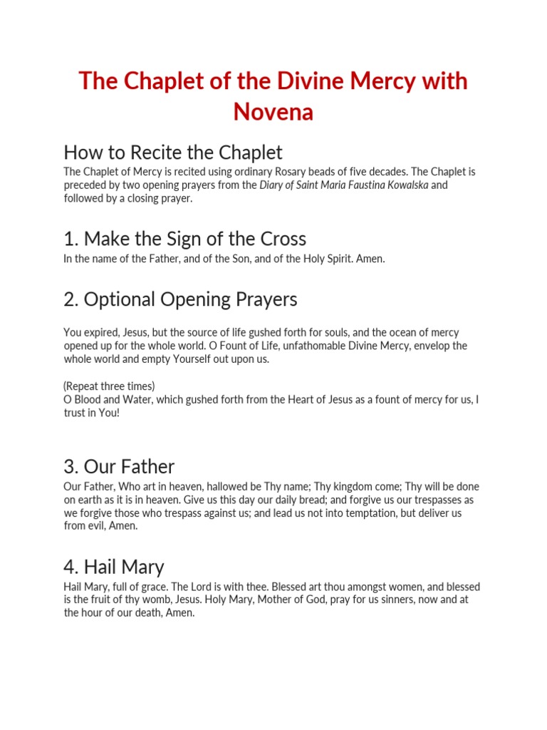 The Chaplet of The Divine Mercy With Novena | PDF | Religious Belief And Doctrine | Systematic ...