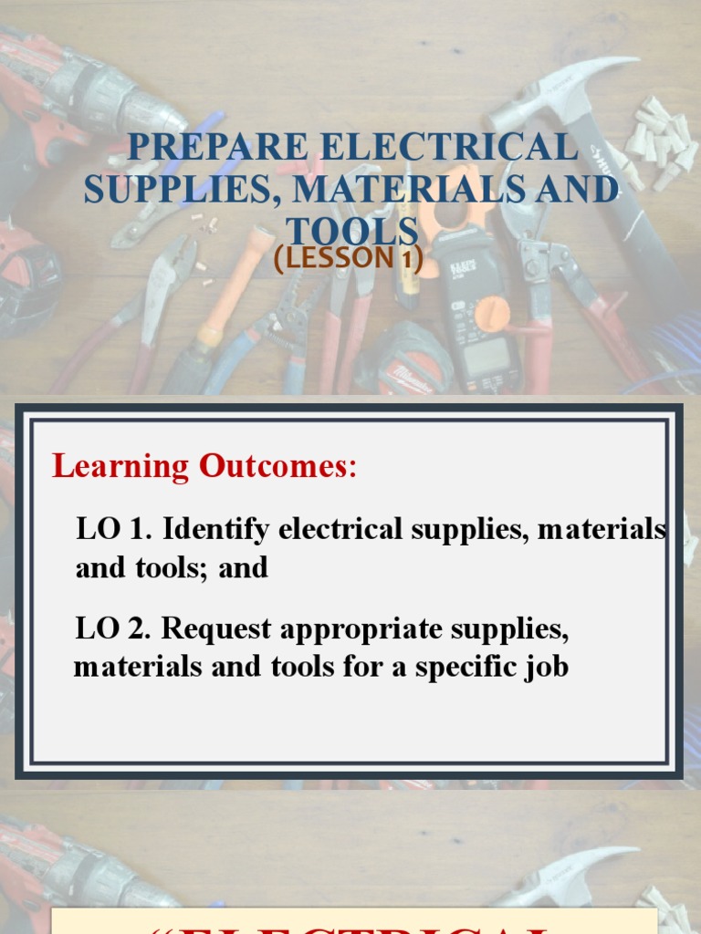 Part 1 Lesson 1 - Electrical Tools and Equipment | PDF