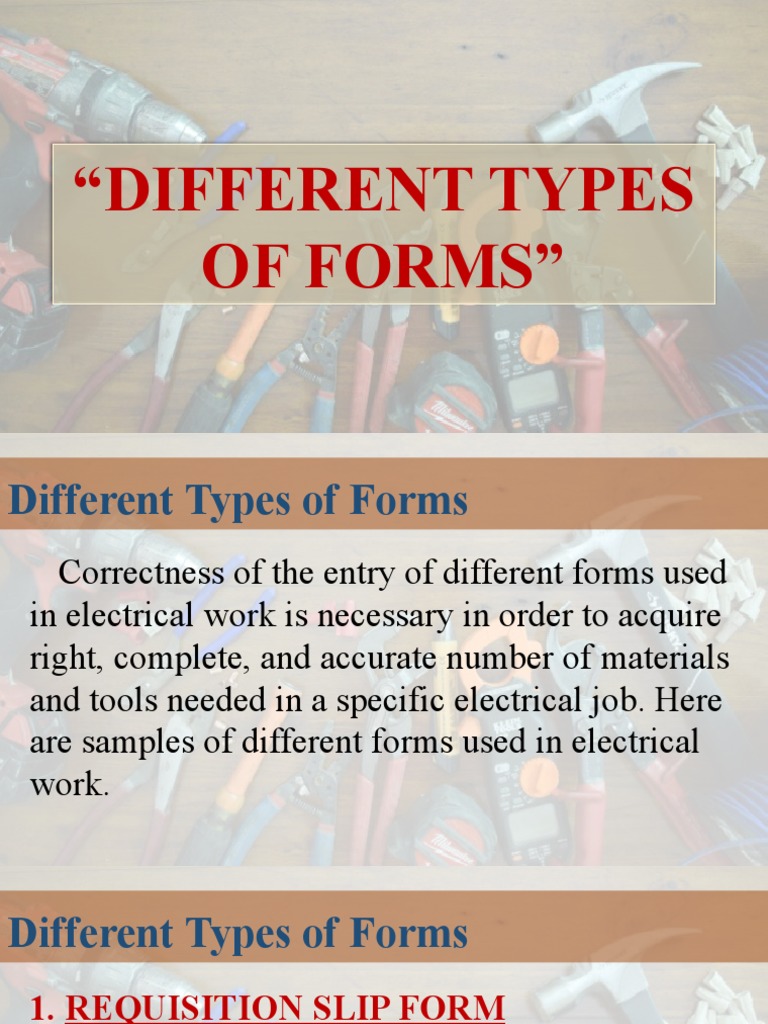 Types of Forms in Electrical Work | PDF | Business | Finance & Money ...