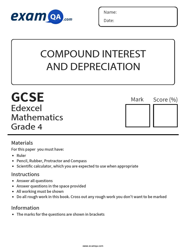 Compound Interest and Depreciation W | PDF
