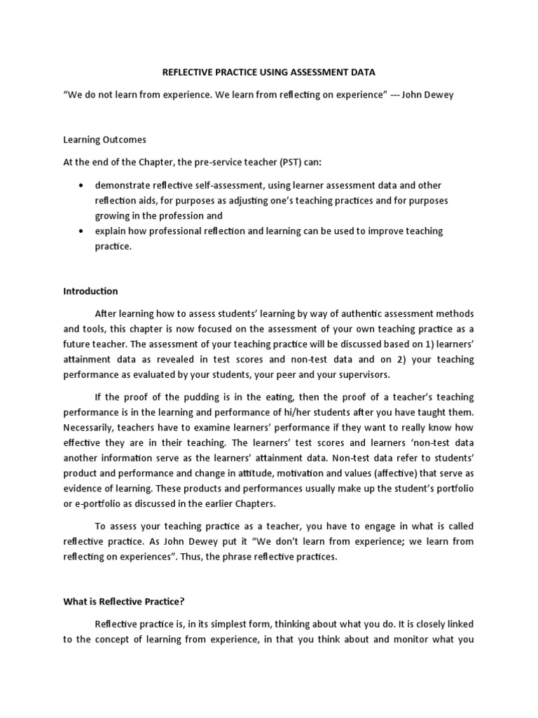 Chapter 11 Reflective Practice Using Assessment Data | PDF