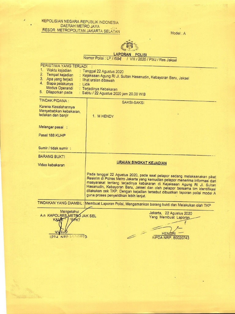 Laporan Kepolisian | PDF