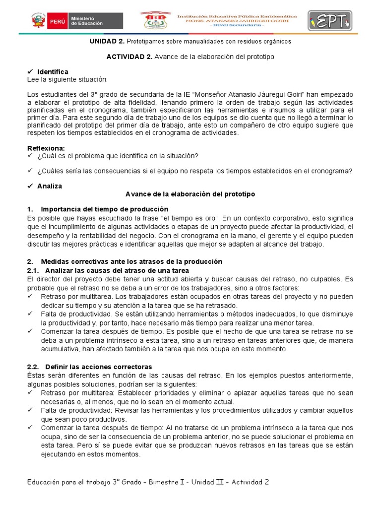 EPT 3° - UD2 - DEA 2 - Ficha de Aprendizaje | PDF