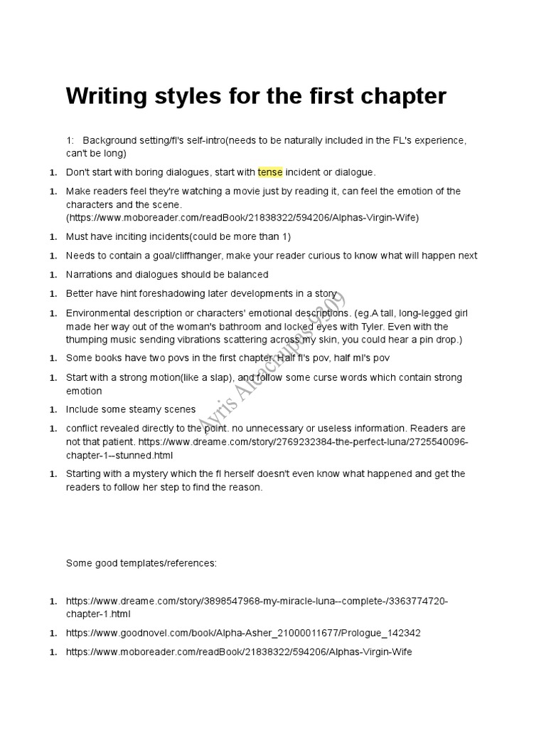 Engaging First Chapter Tips | PDF
