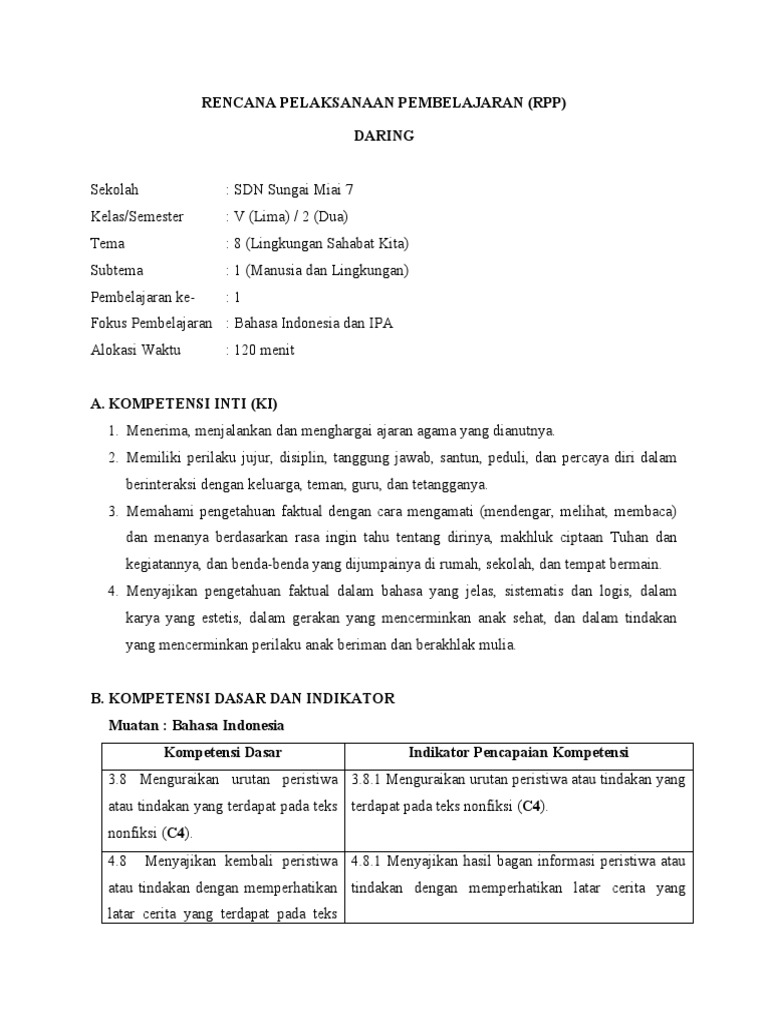 RPP Daring Dan Bauran Model PBL | PDF | Foreign Language Studies | Science & Mathematics